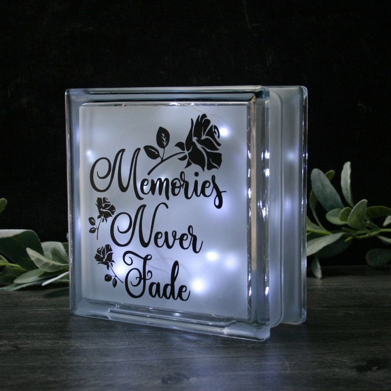 Memories Never Fade Glass Block Memorial Block/with LED Lights - Etsy