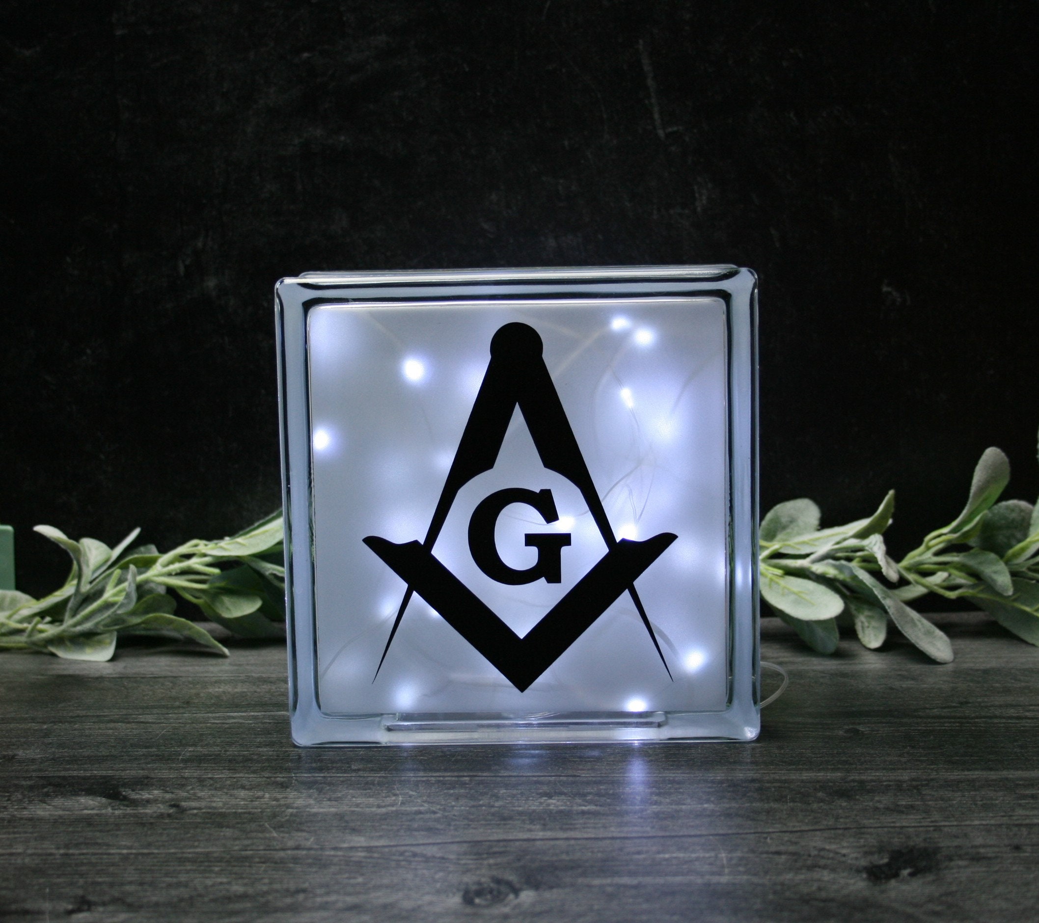 Masonic Decorative Glass Block/with LED Lights - Etsy