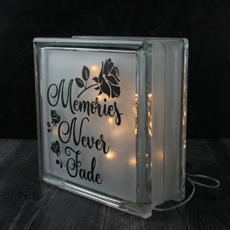 Memories Never Fade Glass Block Memorial Block/with LED Lights - Etsy