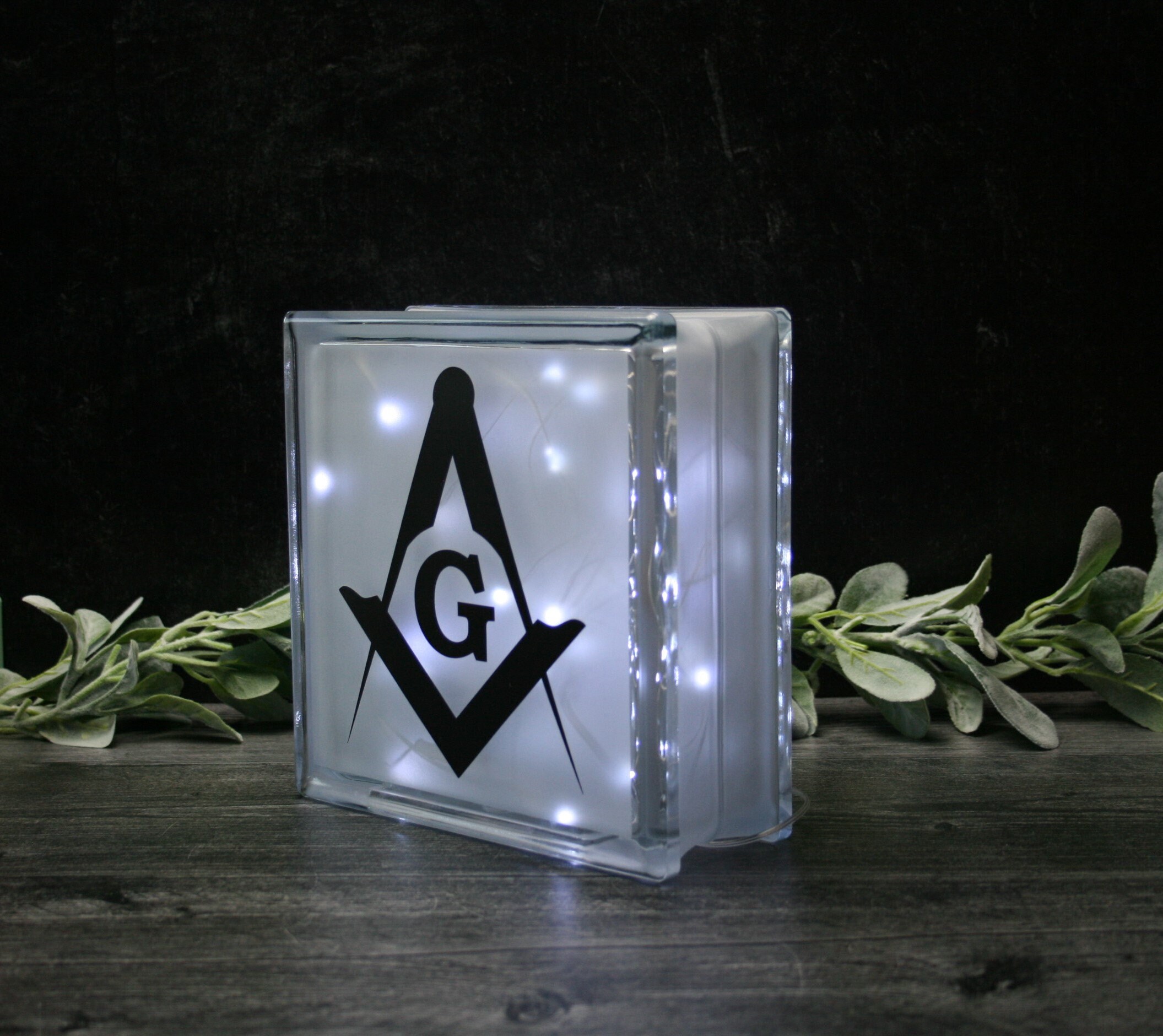 Masonic Decorative Glass Block/with LED Lights - Etsy