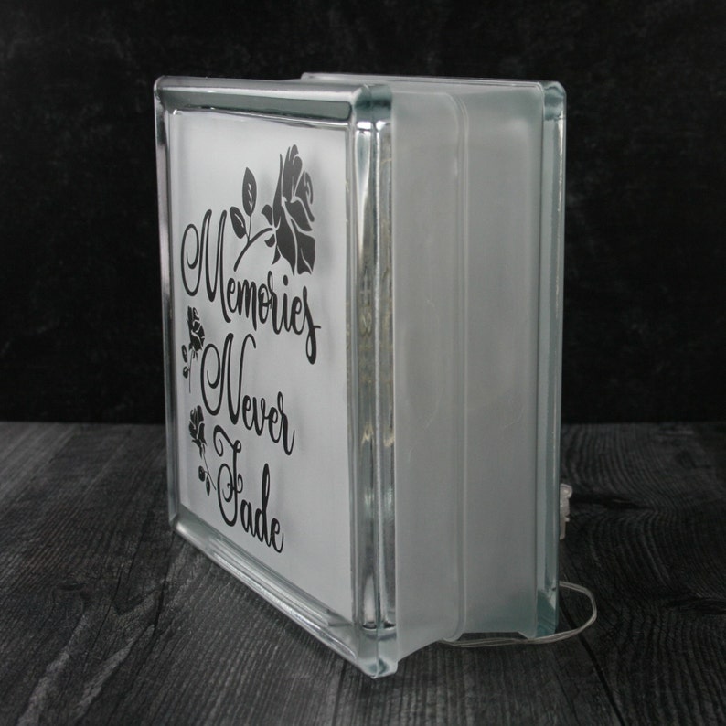 Memories Never Fade Glass Block Memorial Block/with LED Lights - Etsy