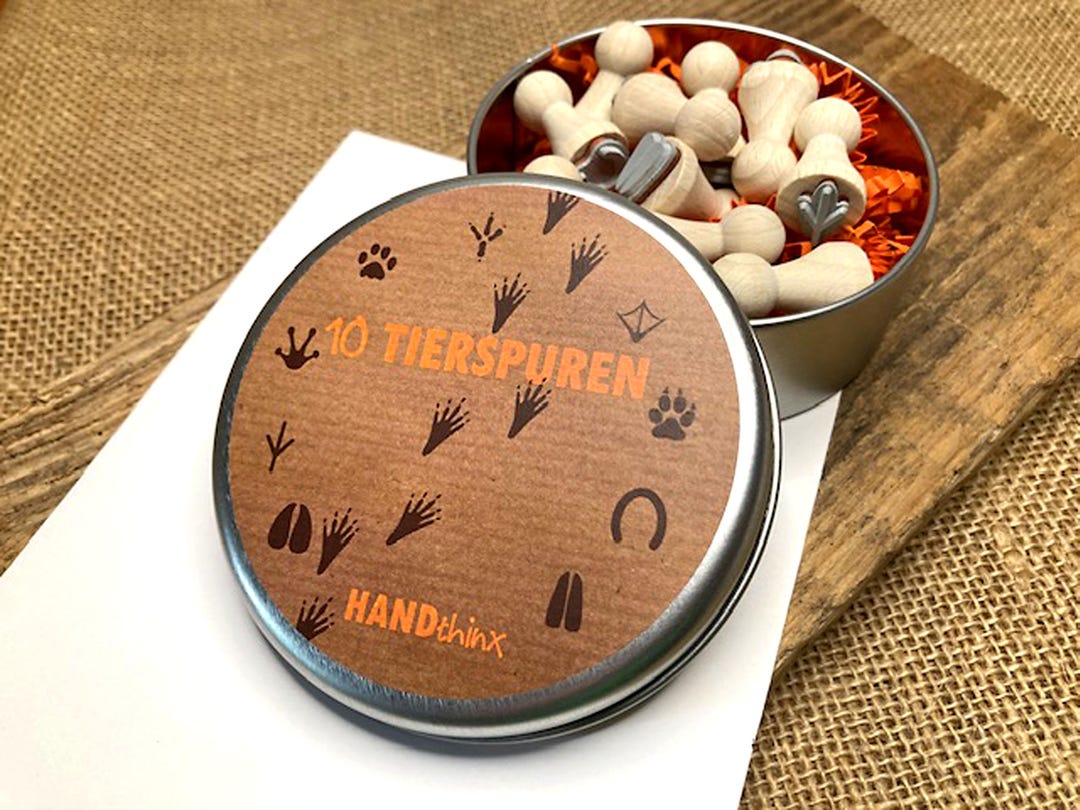Stamp Set 10 Animal Tracks in Gift Box, Animal Tracks, Gift for Nature ...