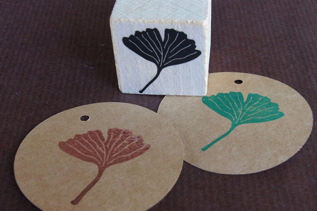 Stamp Gingko Leaf, Motif Stamp Gingko, Cube Stamp Leaf, Gift for Nature ...
