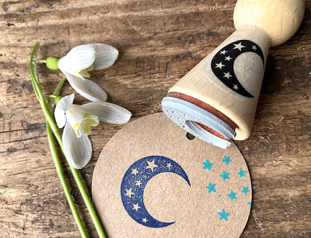 Stamp Moon Motif Stamp Crescent Moon Wooden Stamp Sickle for Cards ...