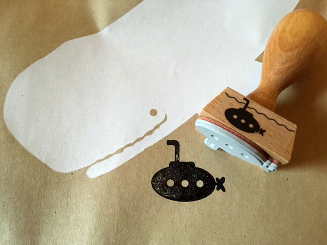 Stamp Submarine, Motif Stamp for Sea, Underwater Boat on the High Seas ...