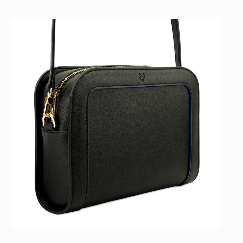 The Wilton Crossbody Bag in Black & Cobalt Blue, Luxury Vegan Handbag ...