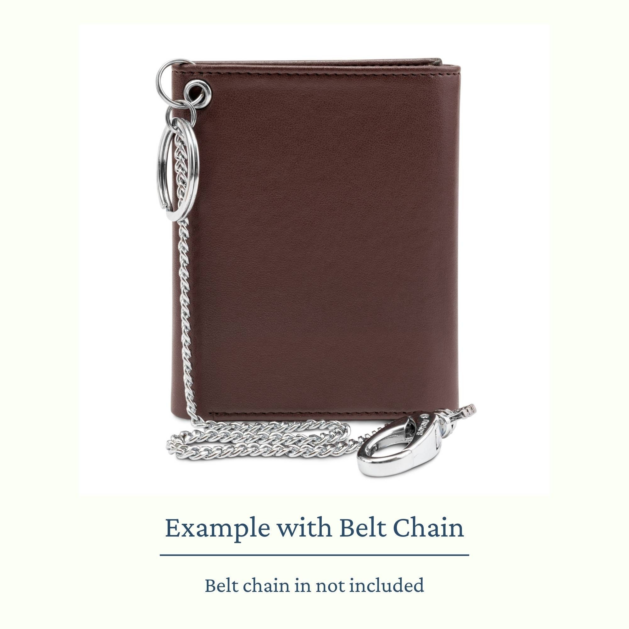 Mens Vegan Trifold Wallet for Belt Chain, Handmade RFID Folding Safety ...