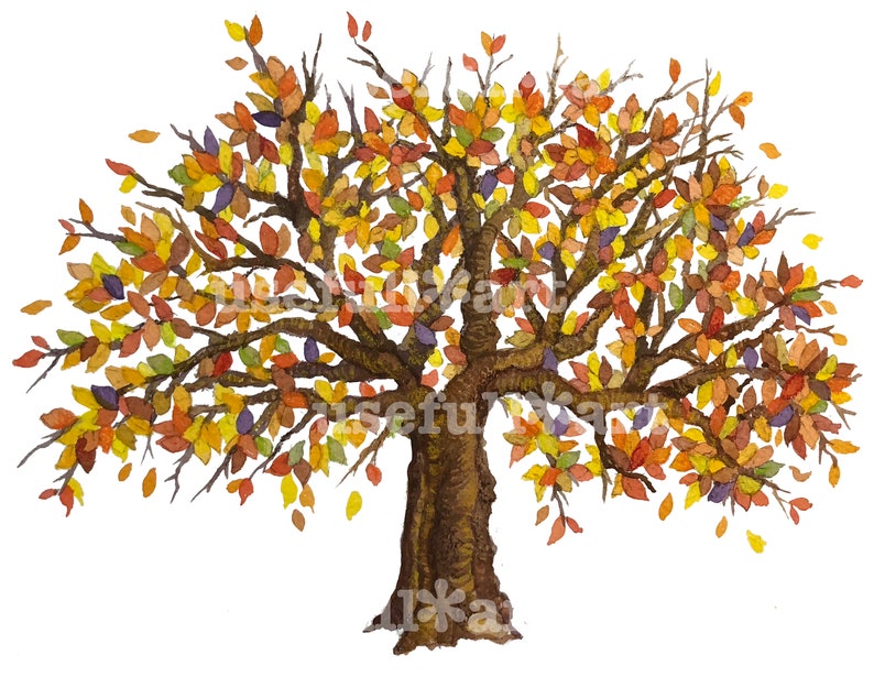 Fall Leaves, Fairy, Tree & Pumpkin Clipart for Cardmaking, Home-decor ...
