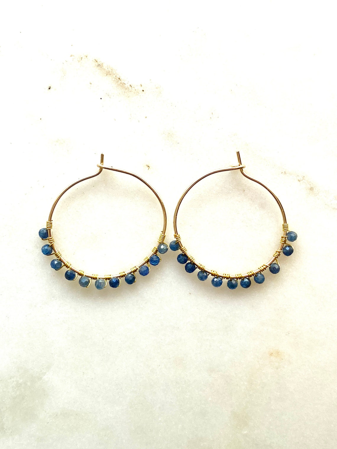 Blue Sapphire Gold Filled Mini Hoops Bridal Hoops Gem Hoops Etsy Uk