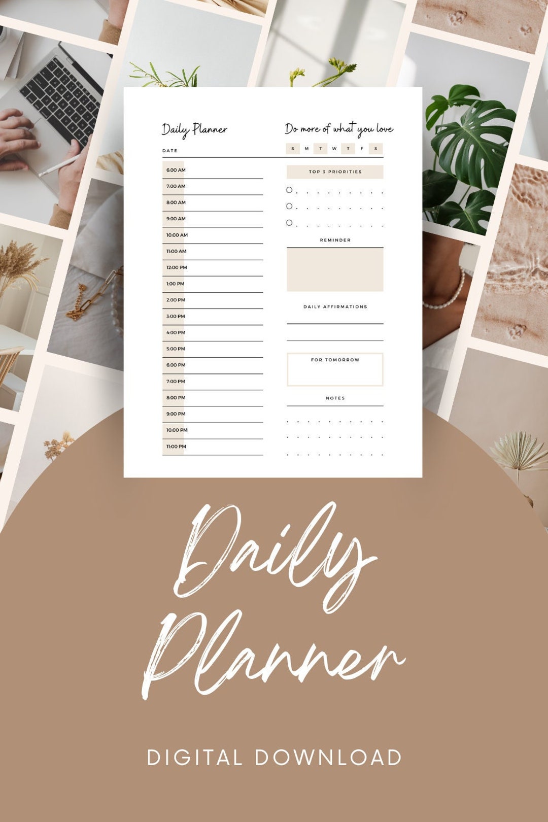 Daily Planner, Instant Download, Printable Planner With Inspiration ...