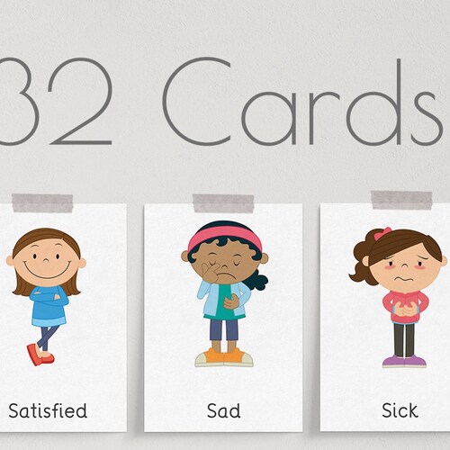 Wooden Emotions Cards Montessori Flashcards Feelings Flash - Etsy