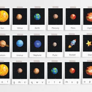 Planets Cards, Solar System, Homeschool Flashcards, Preschool Activity ...