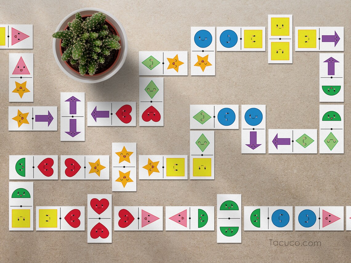 Shapes Domino Geometric Shapes Domino Game Preschool - Etsy