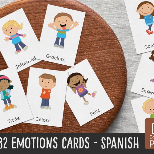Emotion Flashcards Girls Feelings Flash Cards Montessori - Etsy
