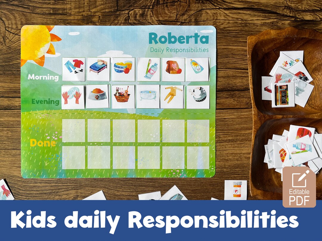 Daily Responsibilities Chart for Kids, Kids Chores, Daily Task List - Etsy