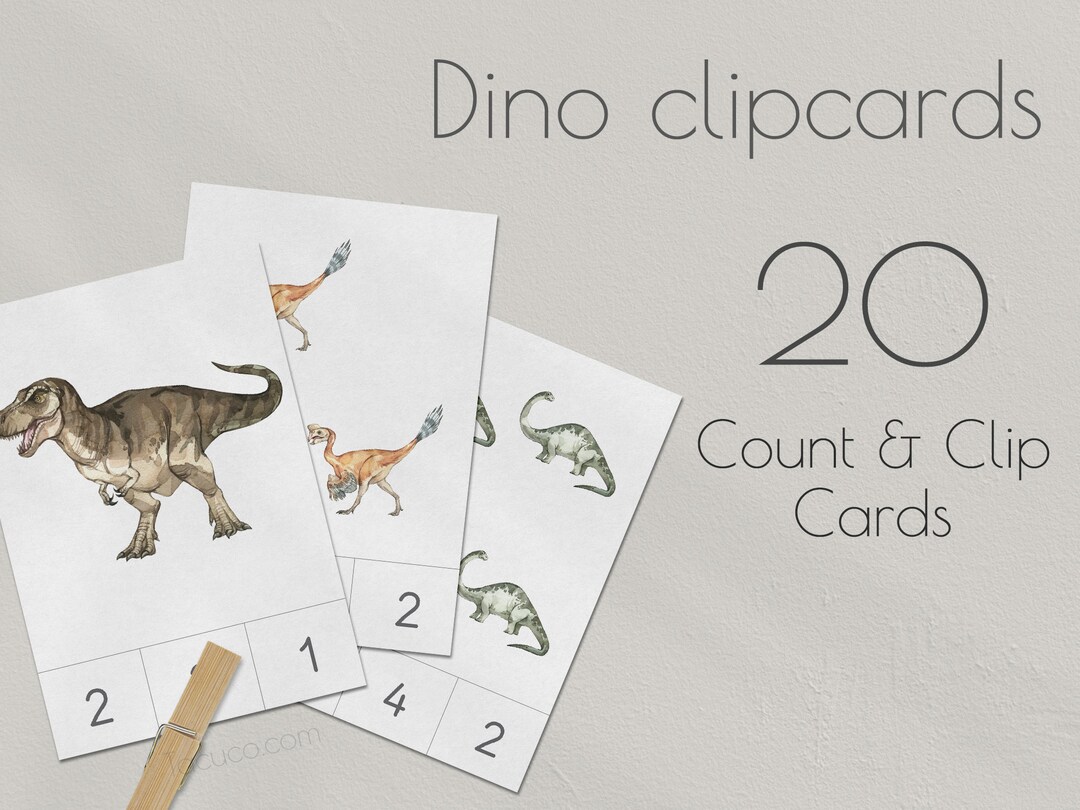 Dinosaur Count and Clip Number Cards Homeschool Printable - Etsy