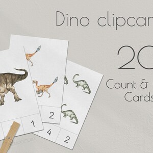 Dinosaur Count and Clip Number Cards Homeschool Printable - Etsy