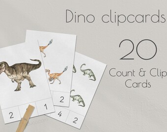 Dinosaur Count and Clip Number Cards Homeschool Printable - Etsy