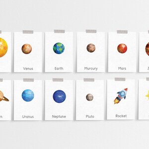 Planets Cards, Solar System, Homeschool Flashcards, Preschool Activity ...