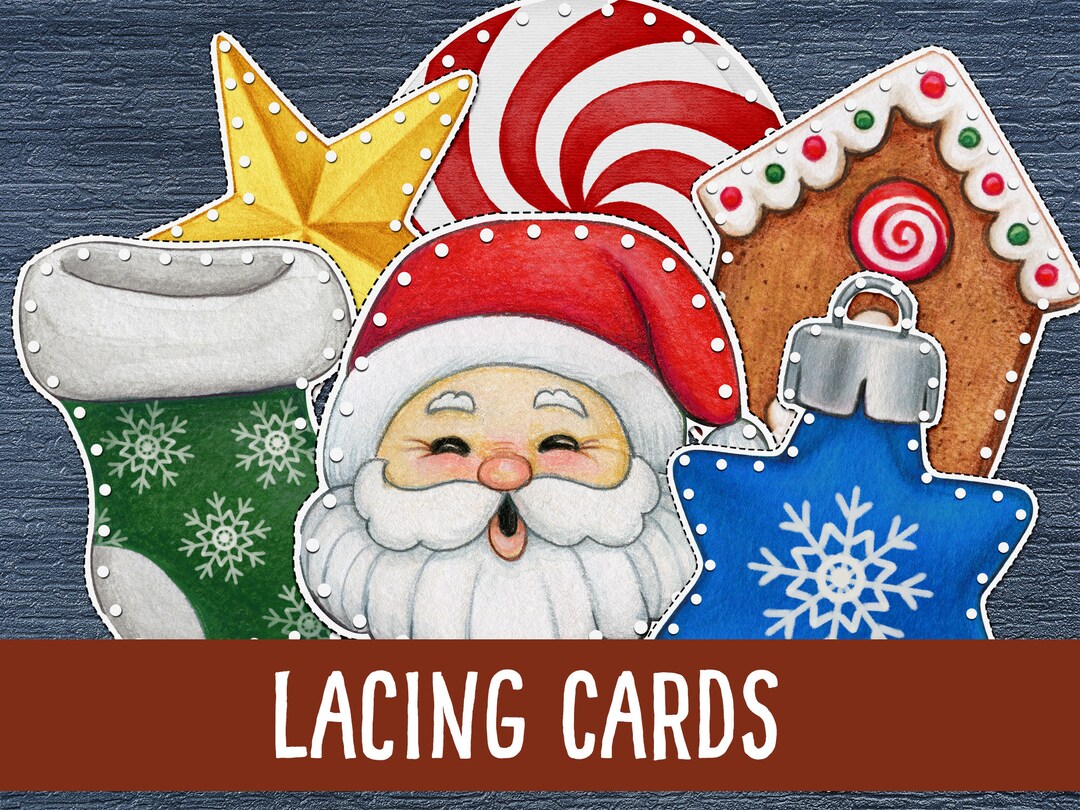 Christmas Lacing Card, Preschool Printable, Montessori Material, Fine ...