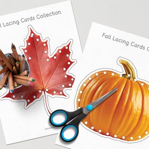Autumn Lacing Card, Preschool Printable, Montessori Material, Fine ...