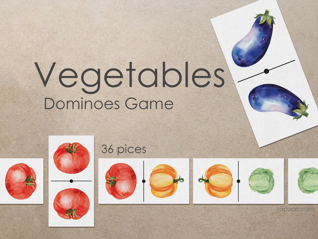 Vegetables Domino Game, Matching Activity, Party Game, Preschool ...
