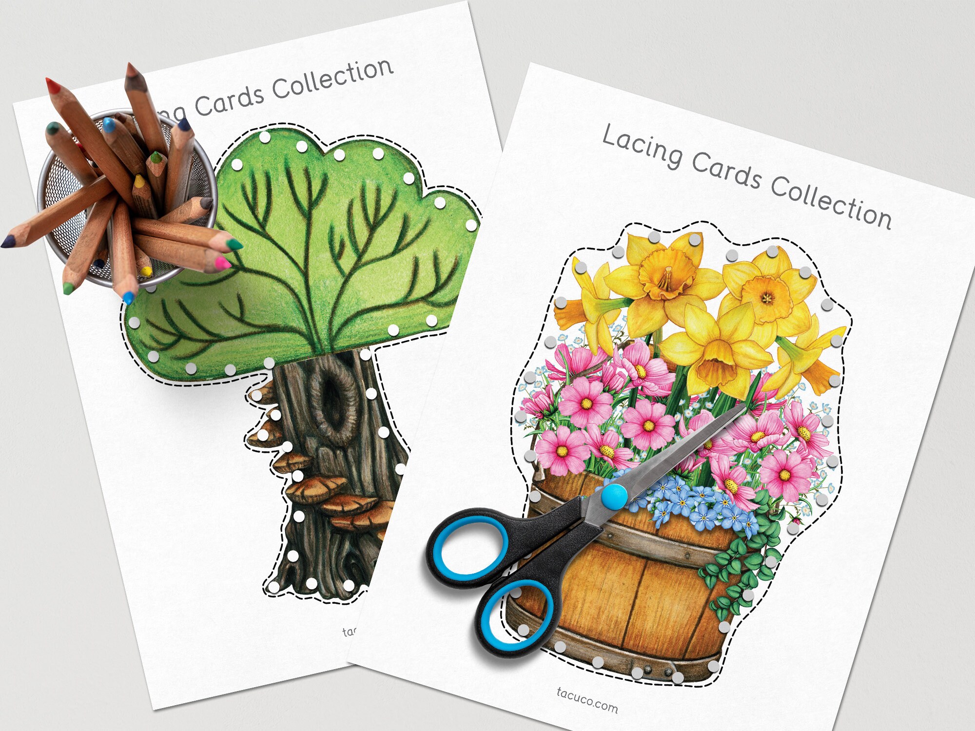 Spring Lacing Card, Preschool Printable, Montessori Material, Fine ...