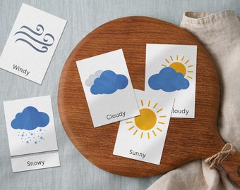 16 Weather Cards, Weather Flashcards, INSTANT DOWNLOAD, Printable Kids ...