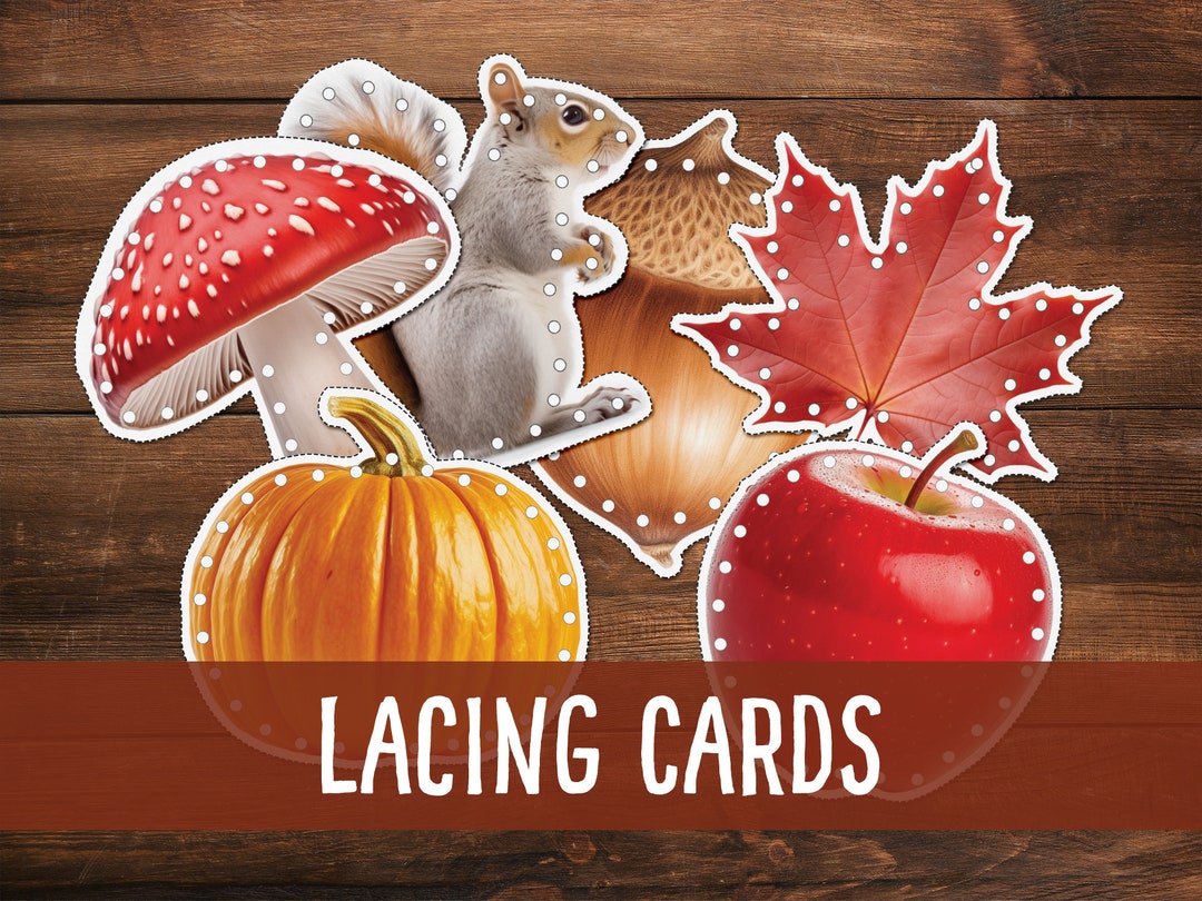Autumn Lacing Card, Preschool Printable, Montessori Material, Fine ...