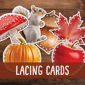 Autumn Lacing Card, Preschool Printable, Montessori Material, Fine ...