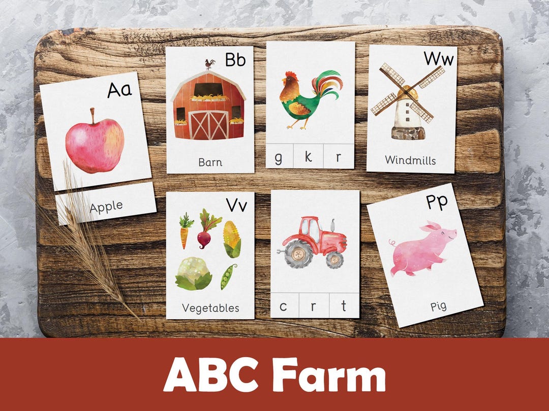 Farm Cards , Alphabet Farm, Montessori Material, Homeschool Printable ...