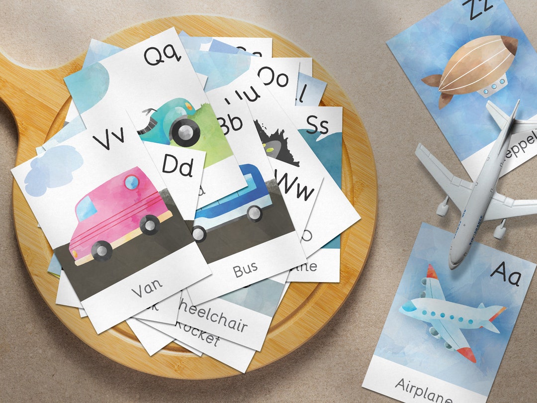Vehicles Flashcards, ABC Flashcards, Alphabet Cards, Preschool ...