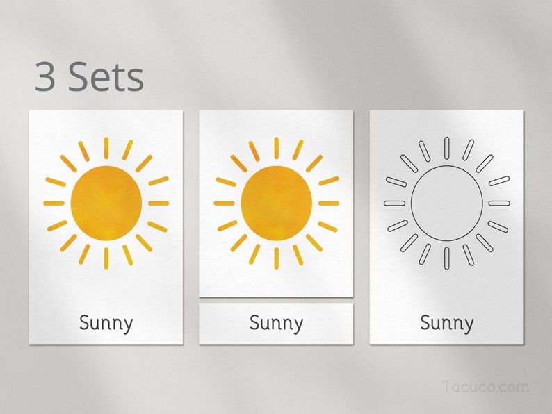 Weather Cards Preschool Printable Homeschool Activity - Etsy