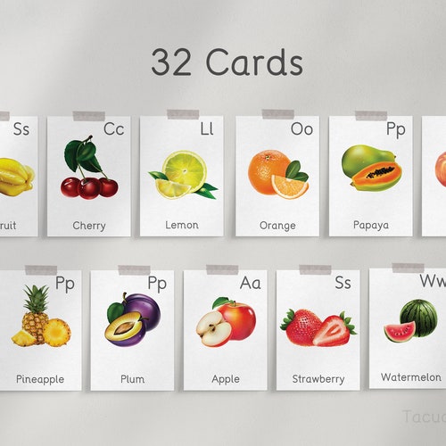 Fruits Flash Cards Montessori Learning Preschool Flashcards - Etsy