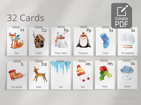 Winter Flashcards Bundle Winter Cards Winter Flashcards - Etsy