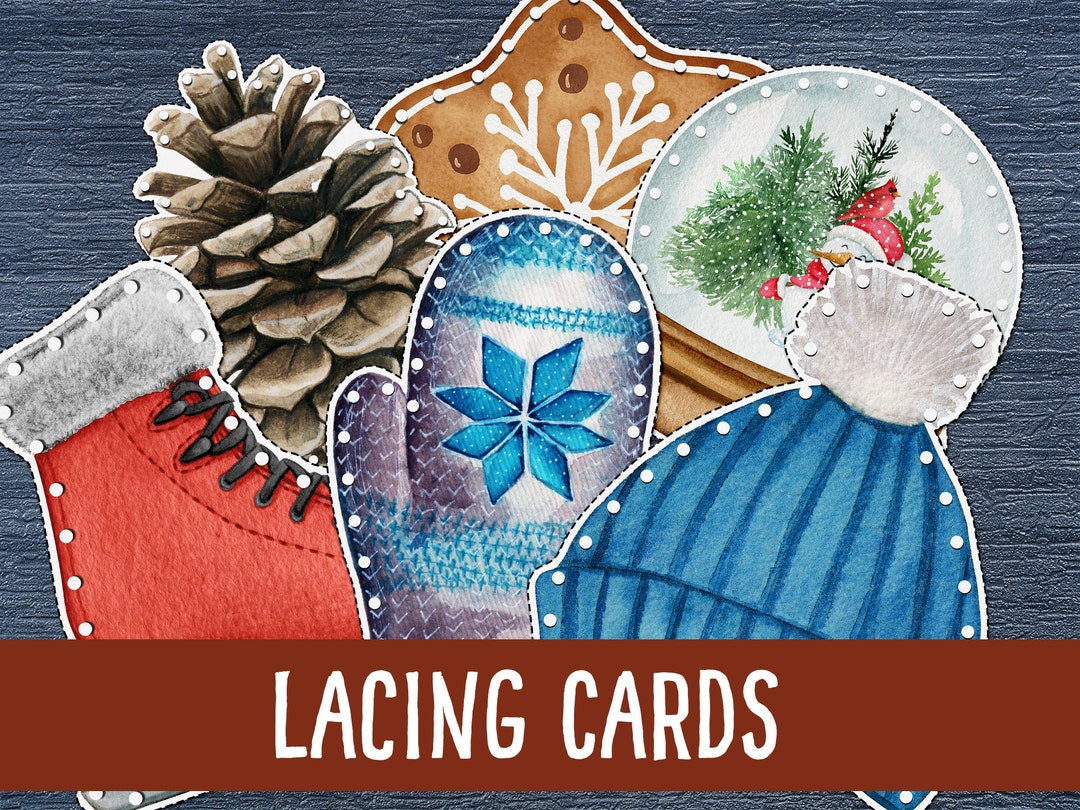 Winter Lacing Card, Preschool Printable, Montessori Material, Fine ...