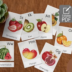 Fruits Cards Editable Flashcards - Etsy Canada