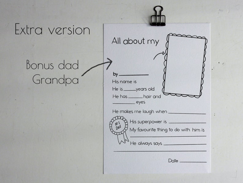 All About My Dad Father's Day Printable Preschool - Etsy