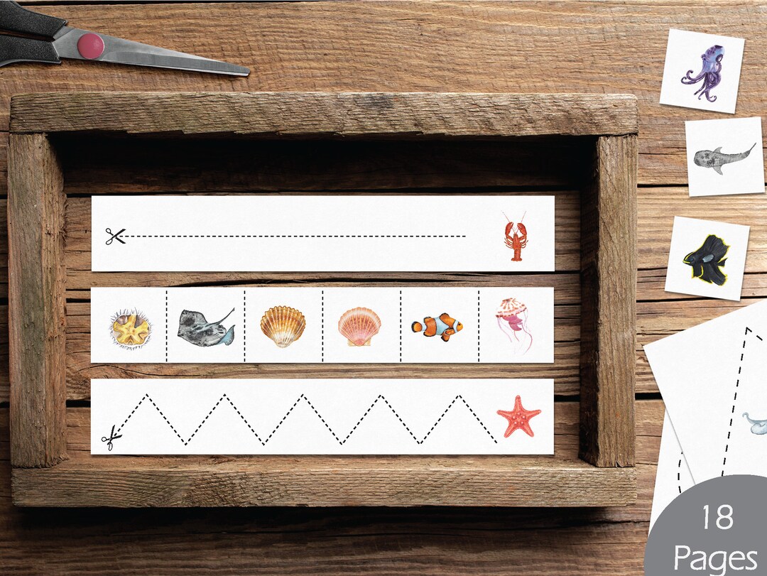 Under the Sea Cutting Strips, Summer Scissor Strips, Sea Animals ...