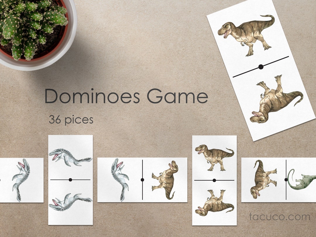 Dinosaur Domino Dame Preschool Printable Homeschool - Etsy