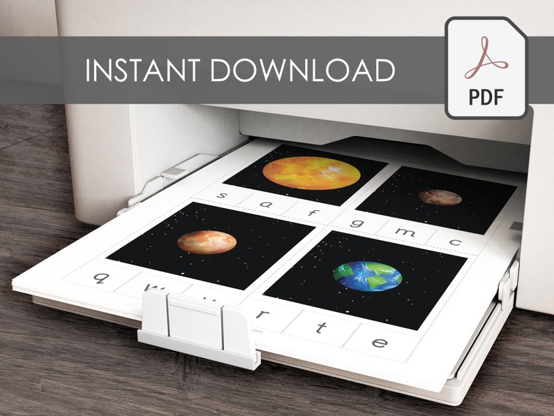 Planets Cards, Solar System, Homeschool Flashcards, Preschool Activity ...