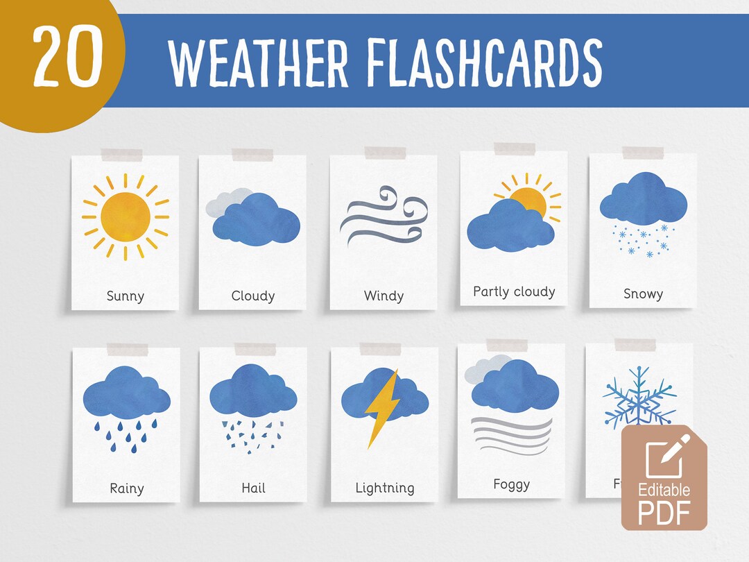Weather Cards, Preschool Printable, Homeschool Activity, Montessori ...