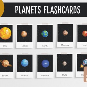 Planets Cards, Solar System, Homeschool Flashcards, Preschool Activity ...