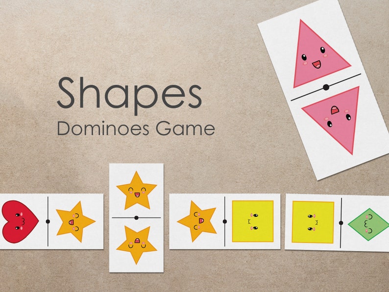 Shapes Domino Geometric Shapes Domino Game Preschool - Etsy