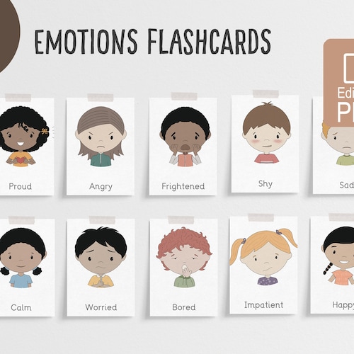 PRINTABLE Feelings Flashcards for Toddlers Preschool - Etsy