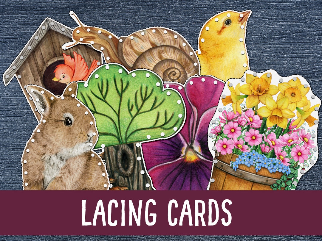 Spring Lacing Card, Preschool Printable, Montessori Material, Fine ...