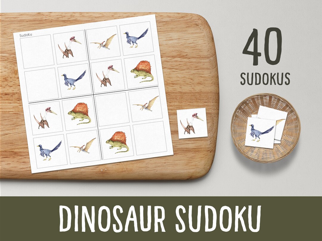 Dinosaur Sudoku Dino Activity Matching Activity Homeschool - Etsy
