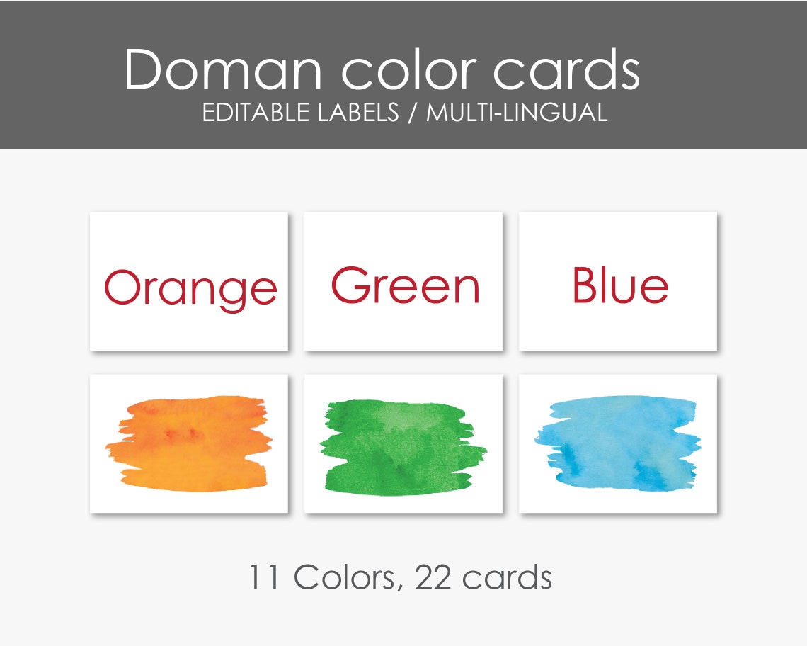 Doman color cards PDF file flashcards Homeschool | Etsy