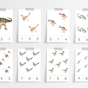 Dinosaur Count and Clip Number Cards Homeschool Printable - Etsy
