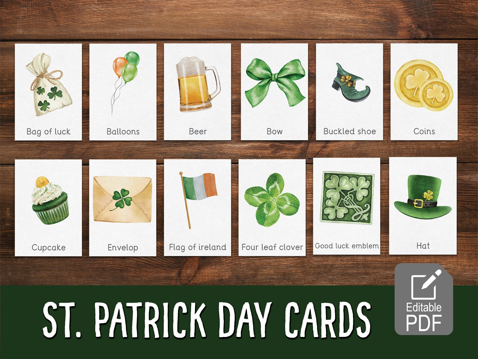 St. Patrick's Flashcards Vocabulary Cards Preschool - Etsy